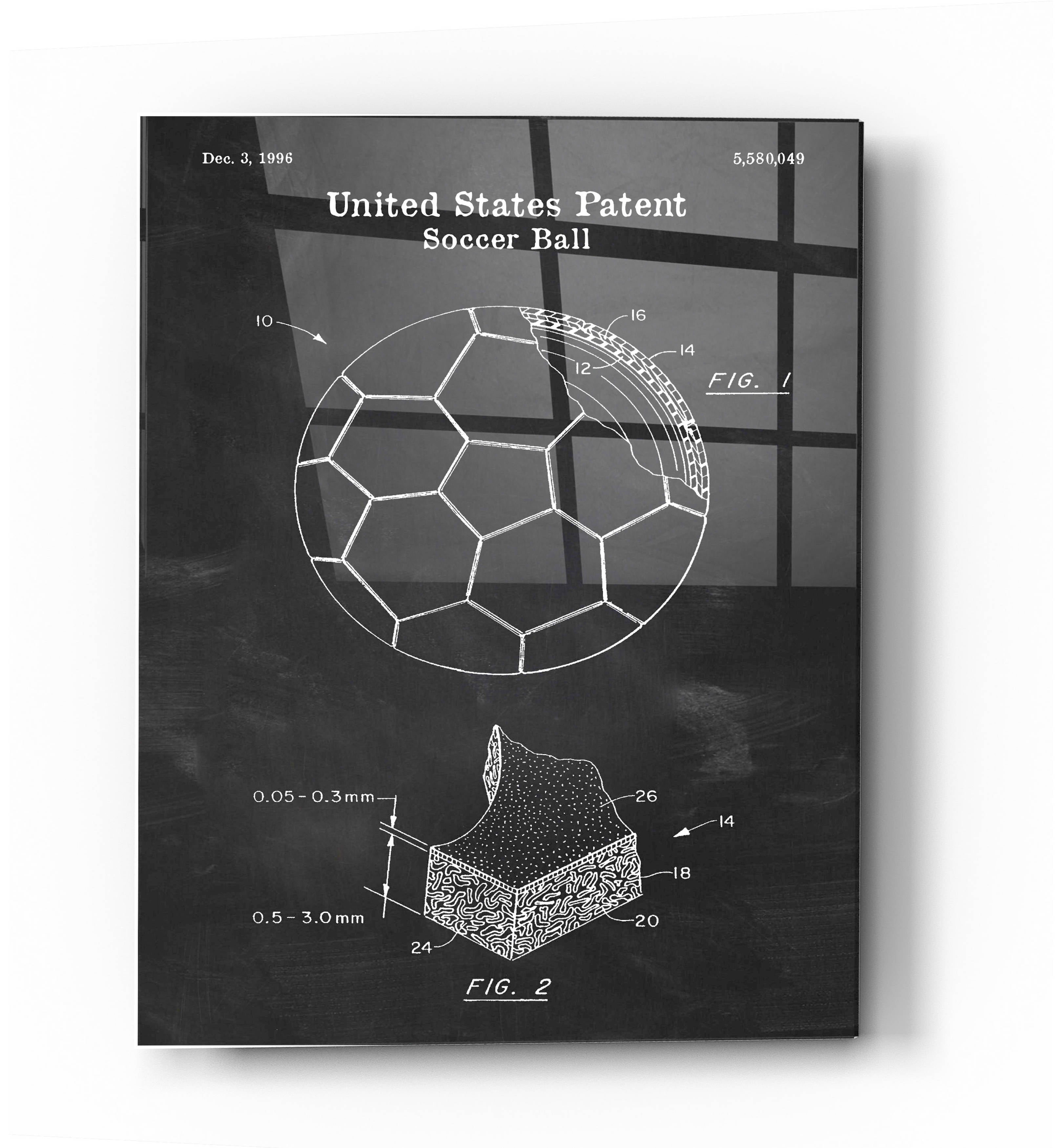 Epic Art 'Soccer Ball Blueprint Patent Chalkboard' Acrylic Glass Wall ...