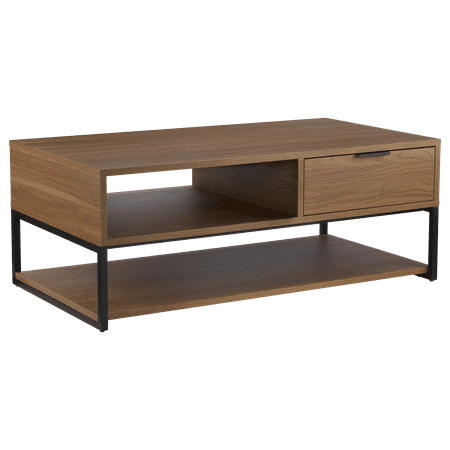 Bouclair Black Walnut Walnut and Black Metal Coffee Table with Shelf ...