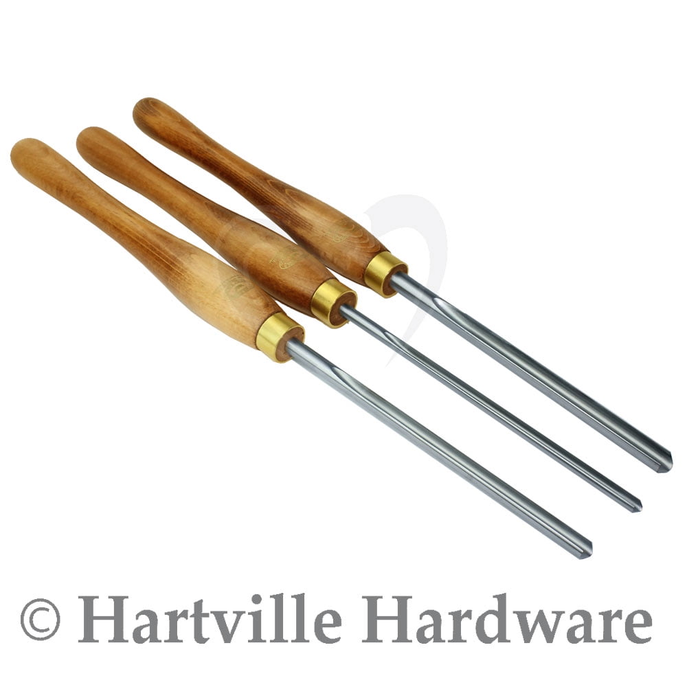 Crown Hand Tools 291 3 Piece Bowl Gouge Set Lathe Turning Tools M42 ...