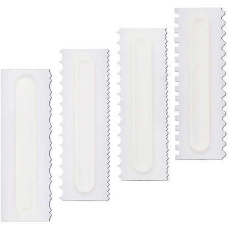 Decorative Comb And Icing Smoother Tool Scraper Set Of 4, Plastic ...