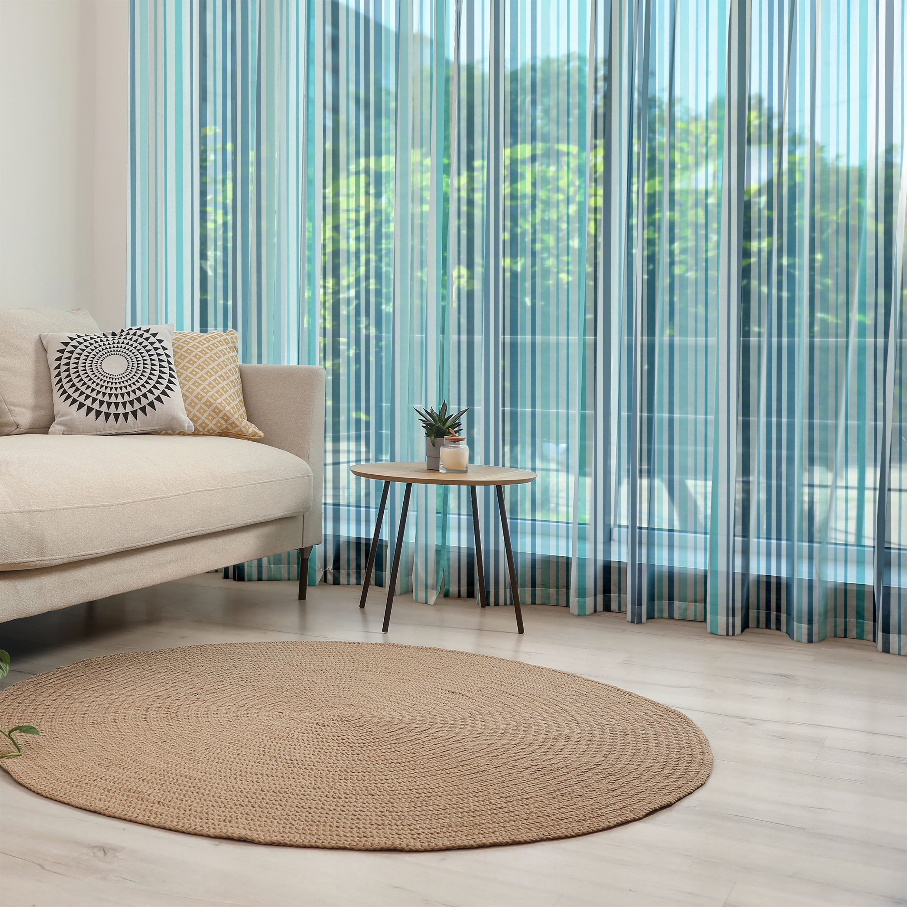 Abstract Tulle Curtains with Rod Pocket, Vertical Striped Pastel Toned ...