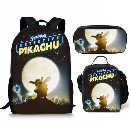 Pikachu Pokemon School Bag Cartoon Animation Student Backpack/pen Bag ...