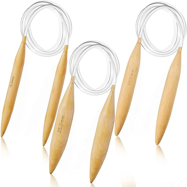 3 Pieces Jumbo Wooden Circular Knitting Needles Set Oversize Circular ...