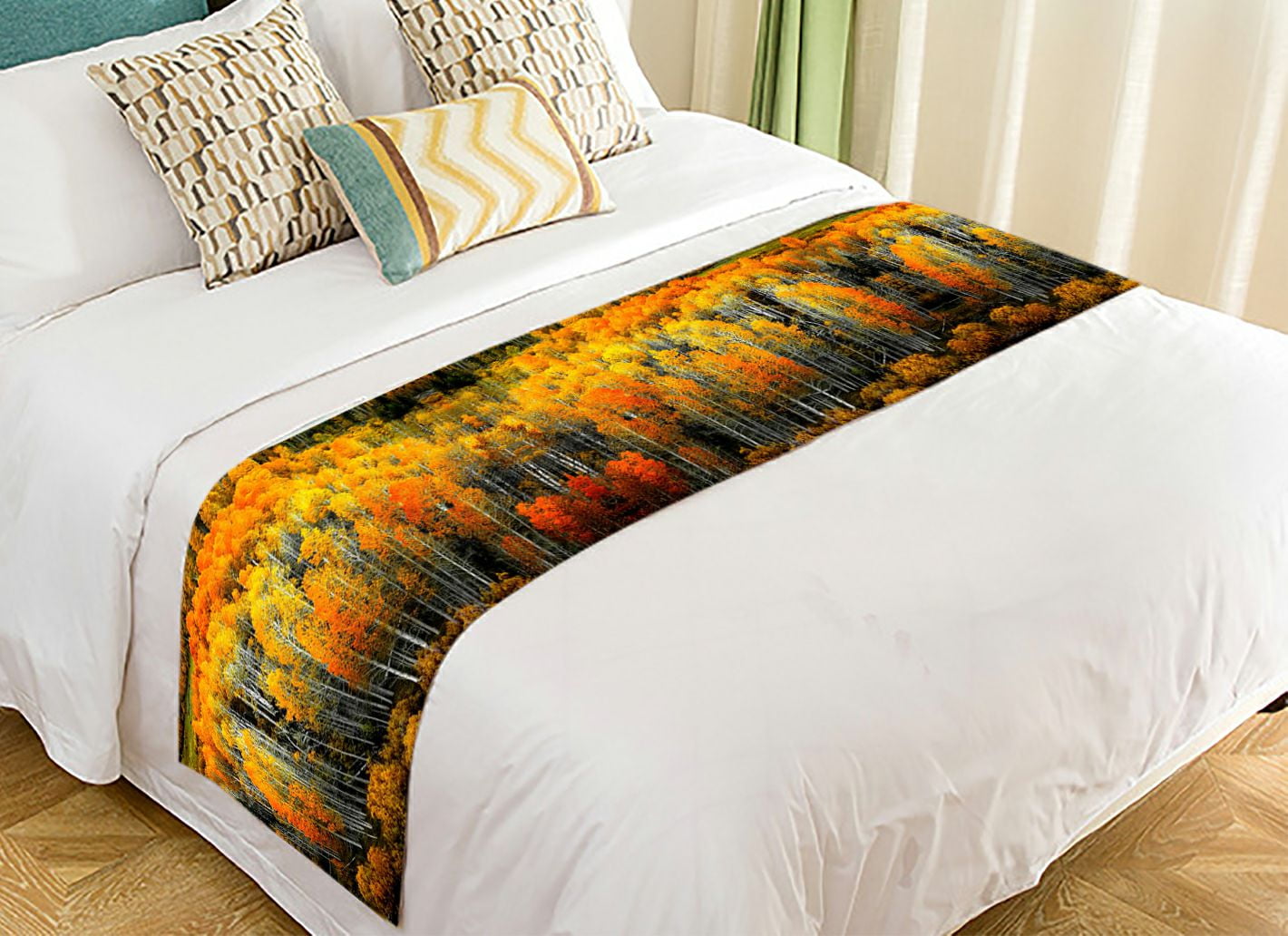 ZKGK Birch Tree Bed Runner Bedding Scarf Bedding Decor 20x95 inches ...