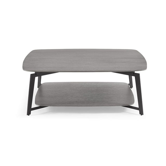 Mavis coffee table, gray oak top and panel with black powder coated ...