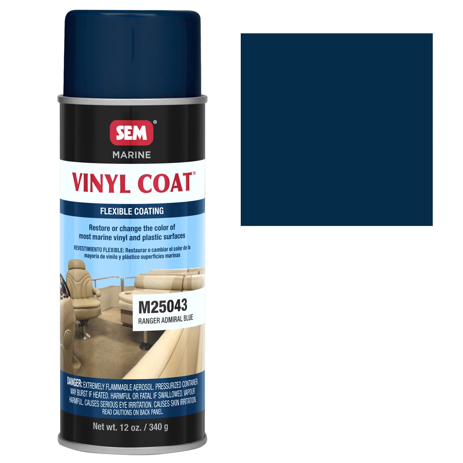 SEM Marine Vinyl & Plastic Coating RANGER ADMIRAL BLUE Aerosol 12 oz ...