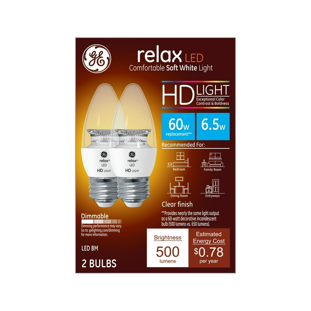 GE Lighting 92301 LED Relax HD 60-watt Replacement, 500-Lumen Blunt Tip ... GE Lighting 92301 LED Relax HD 60-watt Replacement, 500-Lumen Blunt Tip ...
