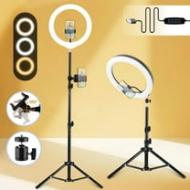 12" Ring Light with 63" Adjustable Tripod 10 Brightness Levels USB ...