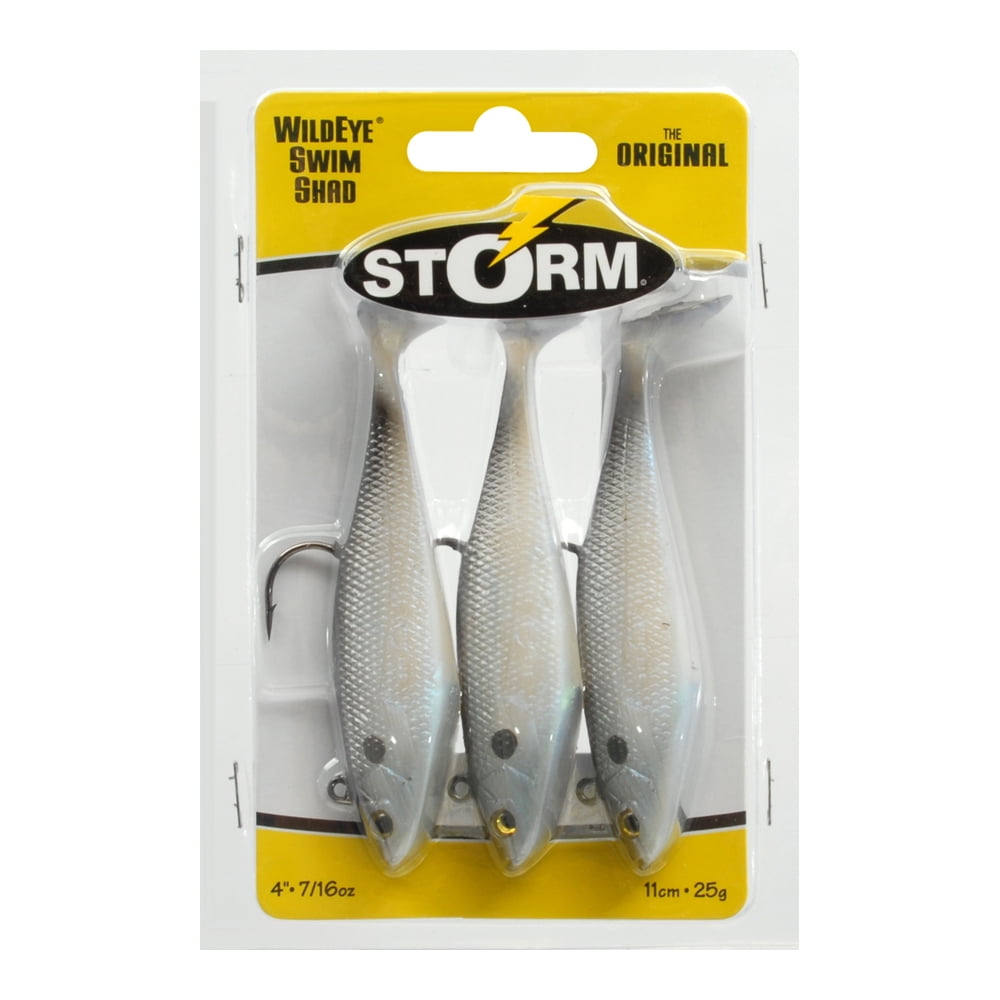 Storm WildEye Swim Shad 4" Fishing Lure 7/16oz Natural Shad 3pcs ...