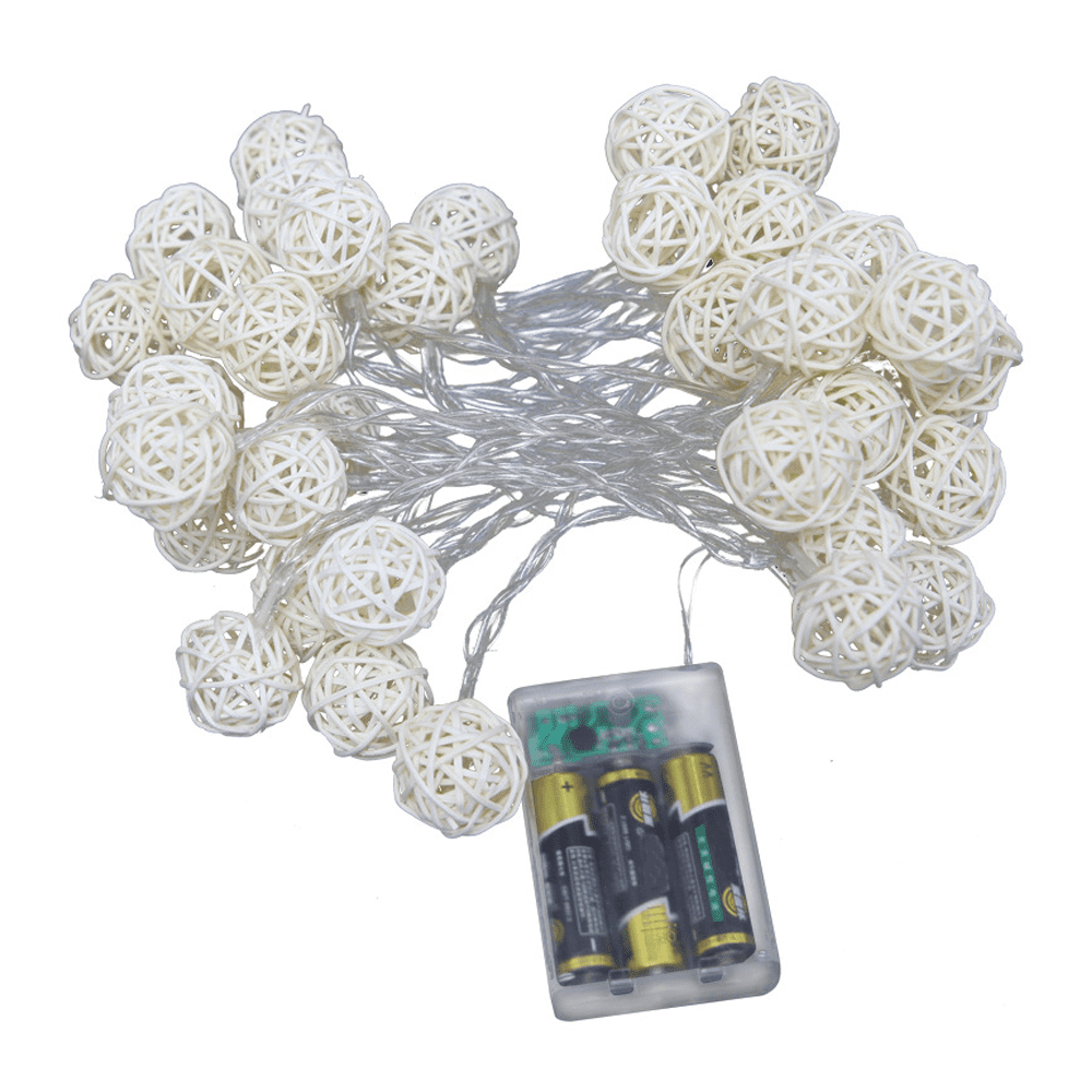Handmade Rattan String Lights Battery Powered Fairy Lights For Indoor ...