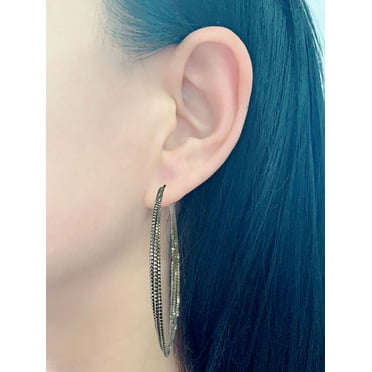 Time and Tru Silvertone Pull-Through Loop Hoop Earrings - Walmart.com
