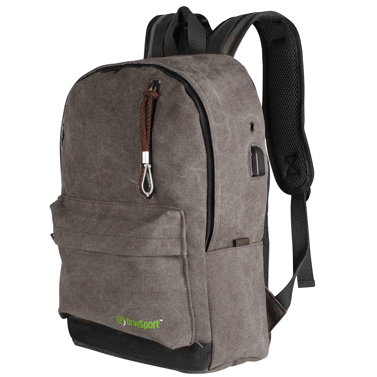 School Backpacks with USB Charging Port, Canvas College Student Bag ...
