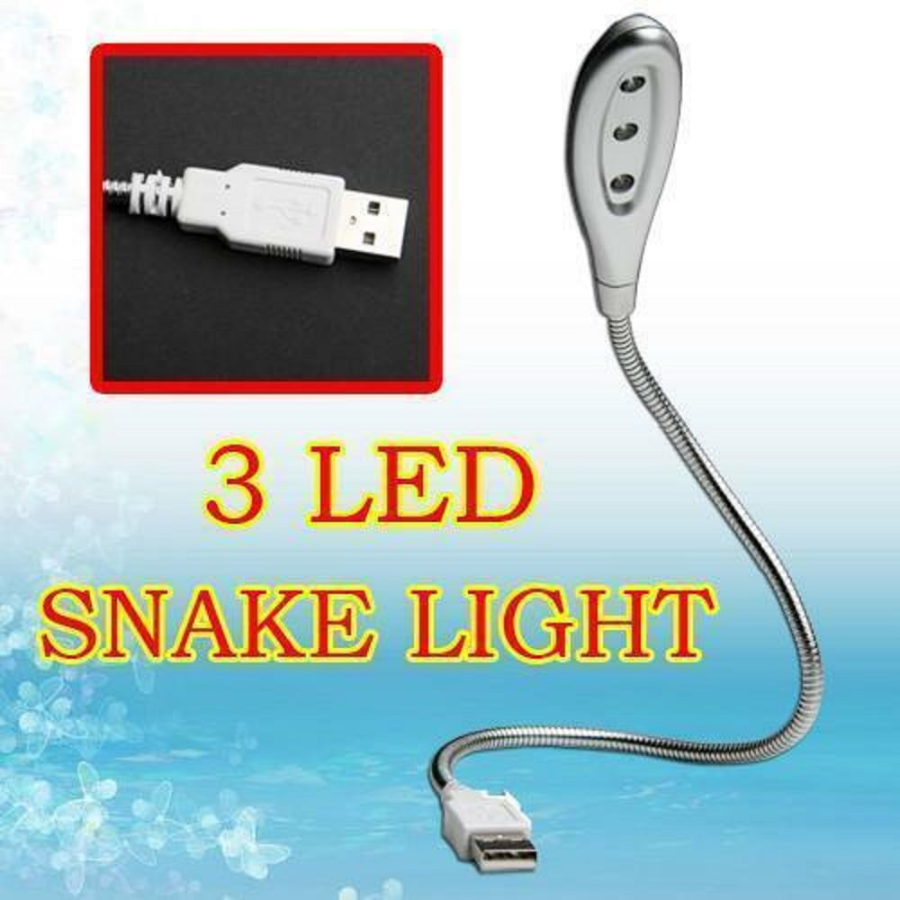 3 LED USB Mini light lamp Snake Metalflexible for PC Notebook Laptop ...