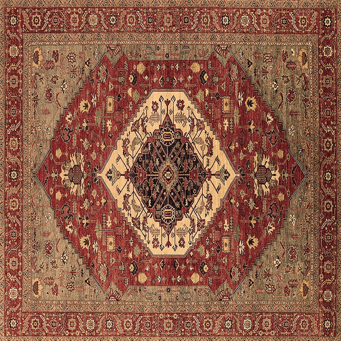 Ahgly Company Indoor Square Persian Brown Traditional Area Rugs, 4 ...