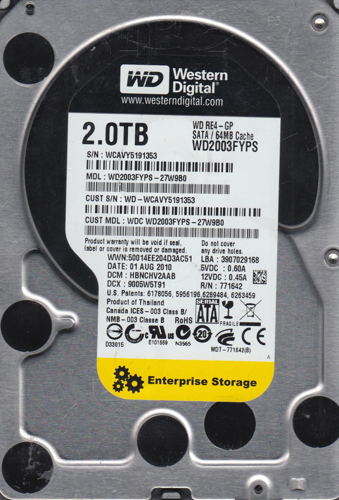 WD2003FYPS-27W9B0, DCM HBNCHV2AAB, Western Digital 2TB SATA 3.5 Hard Drive - Walmart.com