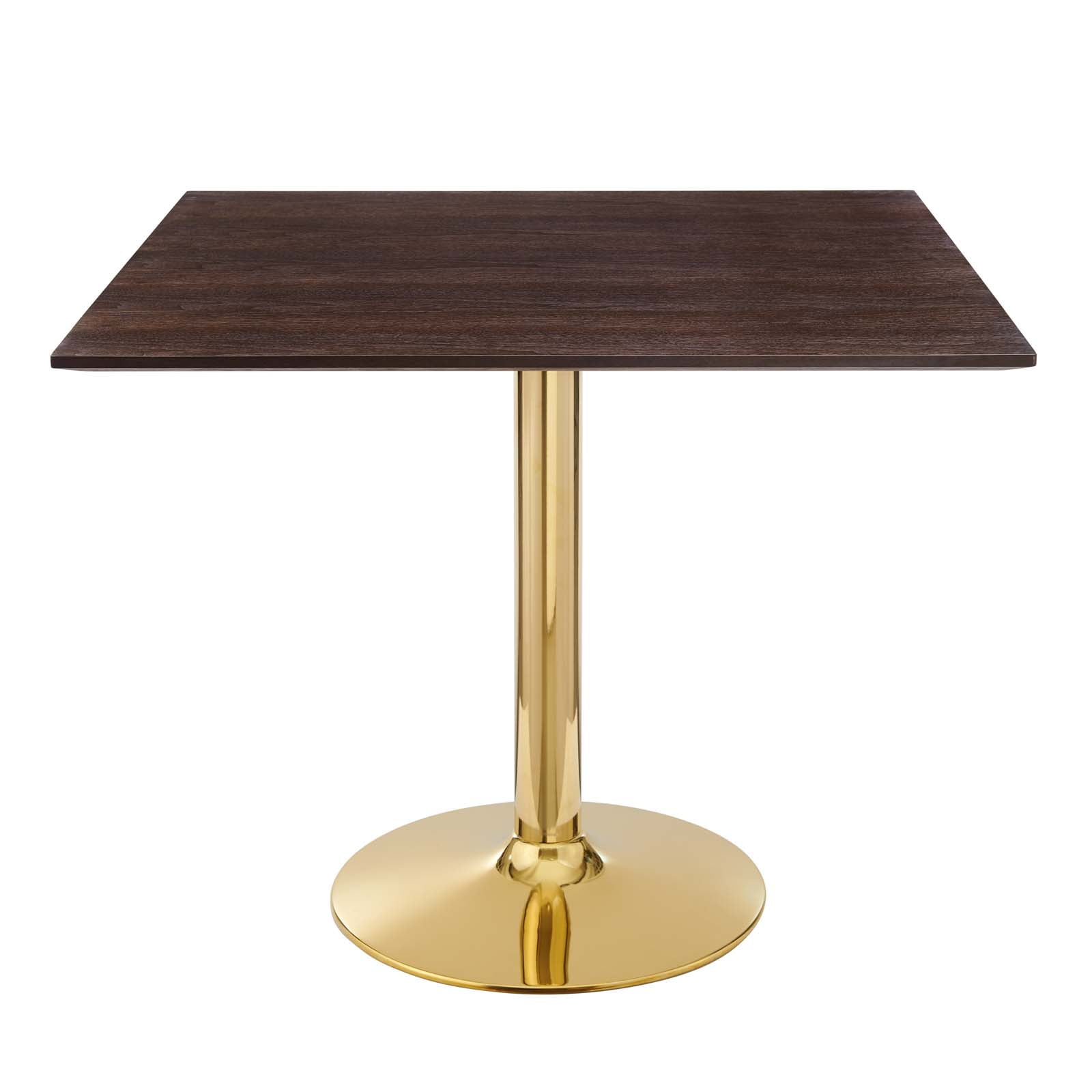 35 inch Dining Table, Square, Gold Walnut, Wood, Metal Steel, Modern ...