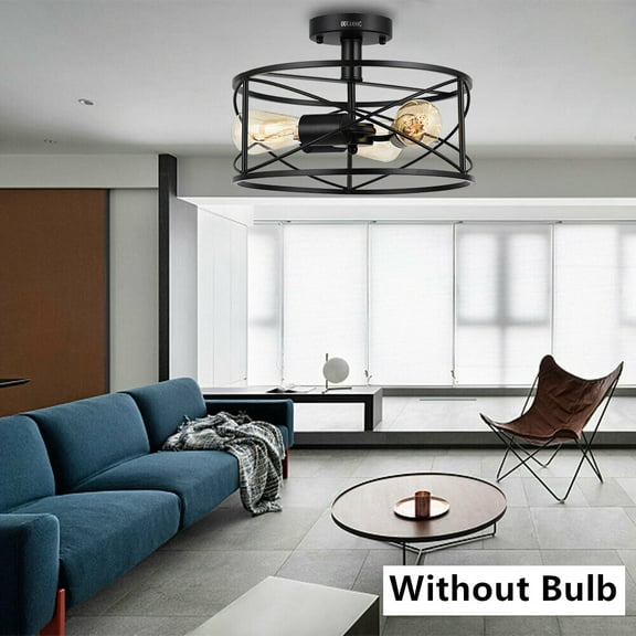 Black 8-Light Ceiling Light, Modern Semi Flush Mount Ceiling Light ...
