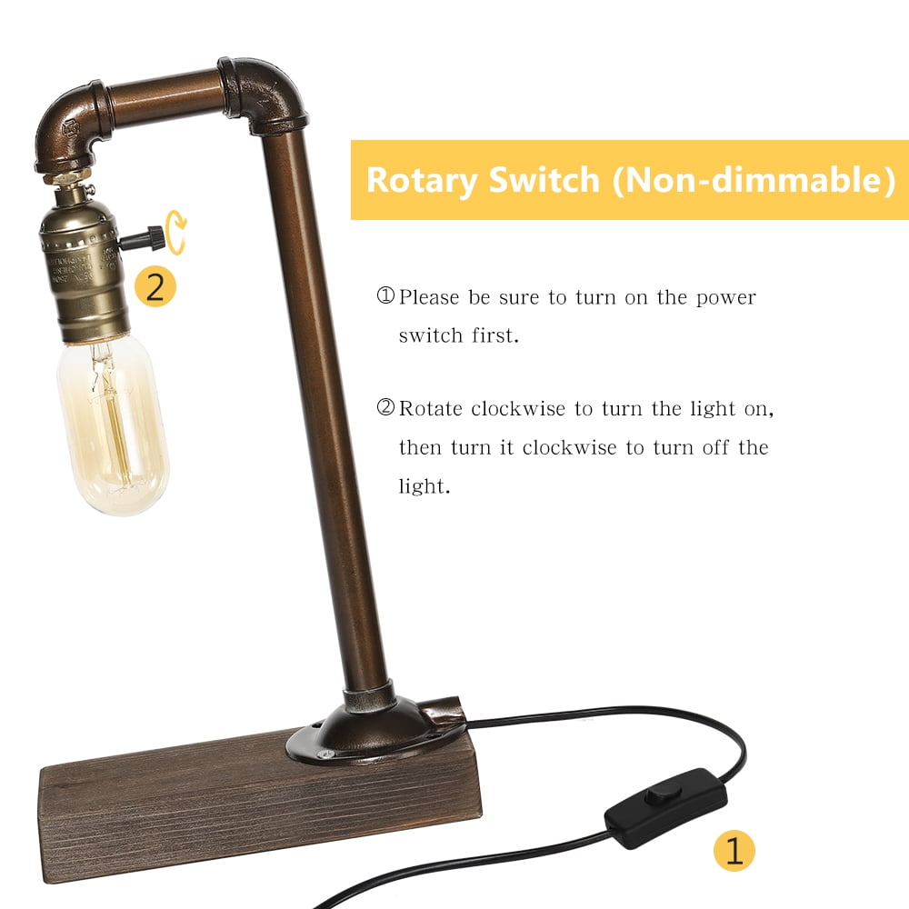 Buy Industrial Iron Pipe Table Lamp, Retro Bedroom Desk Lamp with ...