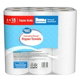 Great Value Strong Paper Towels, Split Sheets, 6 Triple Rolls, 2-Ply ...