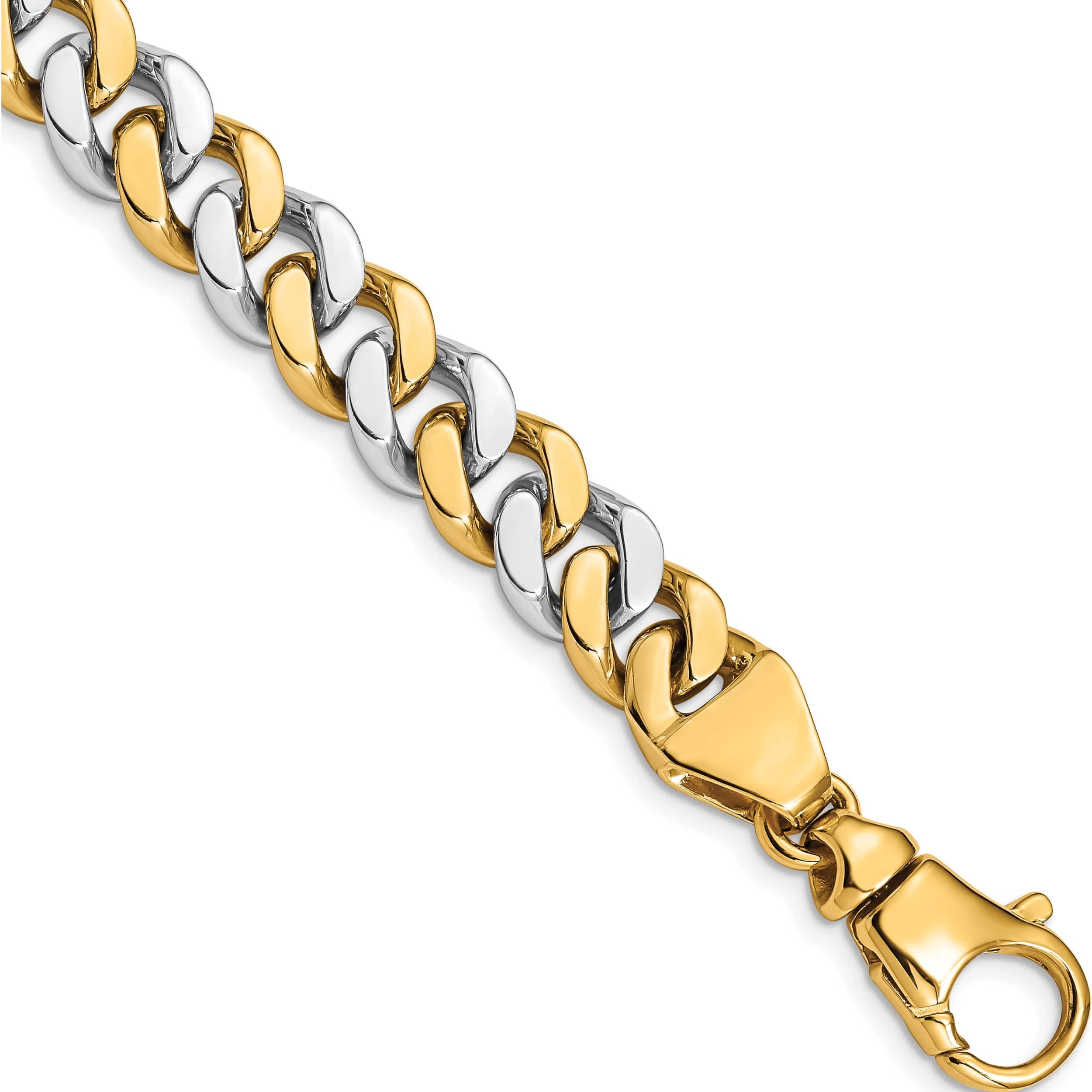 14K Two-Tone 10mm Hand Polished Fancy Link Chain (24 X 10) Made In Peru lk514-24 - Walmart.com