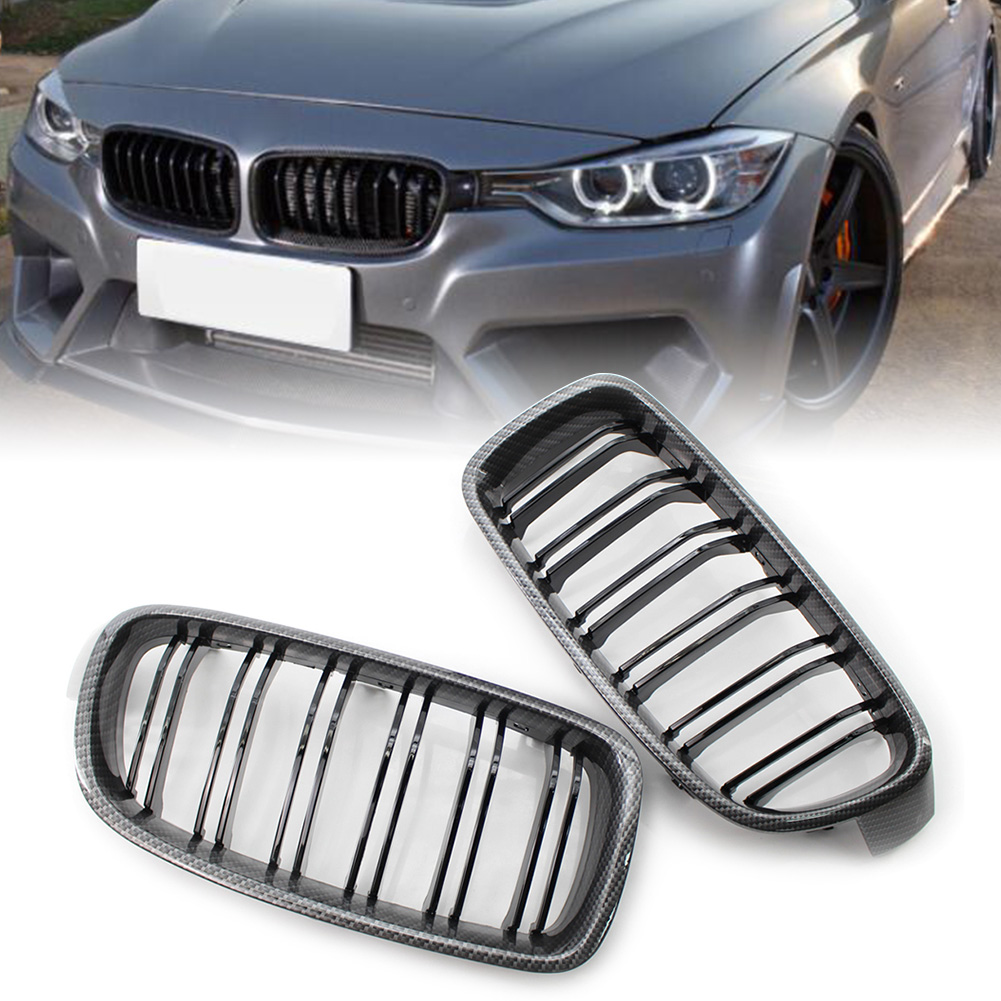 ZS Car Car Front Grille Carbon Fiber ABS For BMW 3 Series F30 F31 318i ...