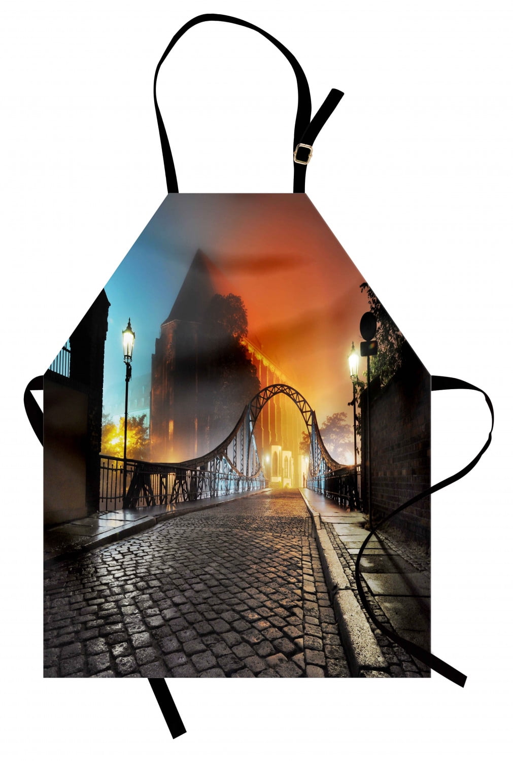 Landscape Apron Modern City Bridge at Night with Mystical Sightseeing ...