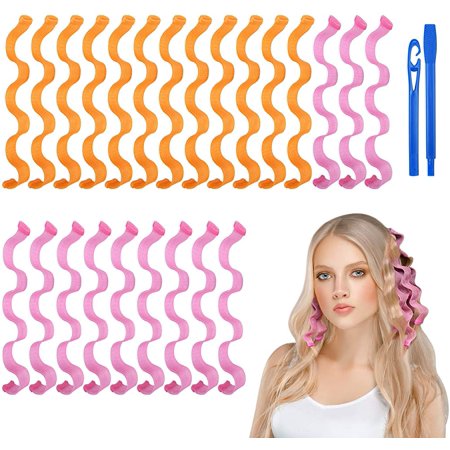 Bail 24 Pieces Hair Rollers, DIY Magic Hair Waves Curls, Heat Wave Free Spiral Curls Hair ...