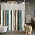 Boho Vertical Stripe No Hook Shower Curtain and Snap in Liner Set ...