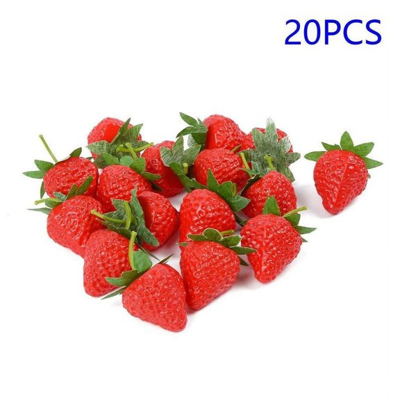 Vasefill 6-Pack Artificial Strawberry Fruit Faux Fake Fruits Six-Pieces ...