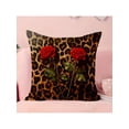 18x18 Inch Two Red Roses & Leopard Print Throw Pillow Cover - Style 1 ...