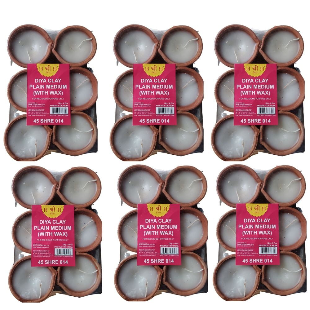 Clay Plain Diya Medium Diyas For Diwali Pooja Decoration (12 Pieces ...