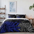 Bohemian Blue Floral Duvet Cover Set Full Size, Modern Artistic Grey ...