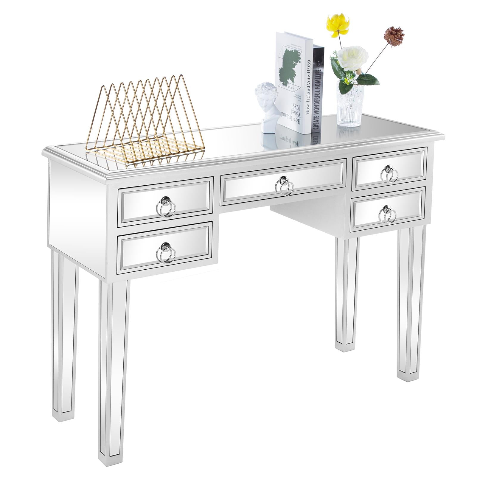 BaytoCare Mirrored Makeup Table Console Table- Mirrored Desk Vanity ...
