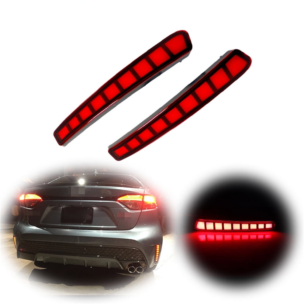 2PCS Red LED Rear Bumper Reflectors Tail Brake Lights For Toyota ...
