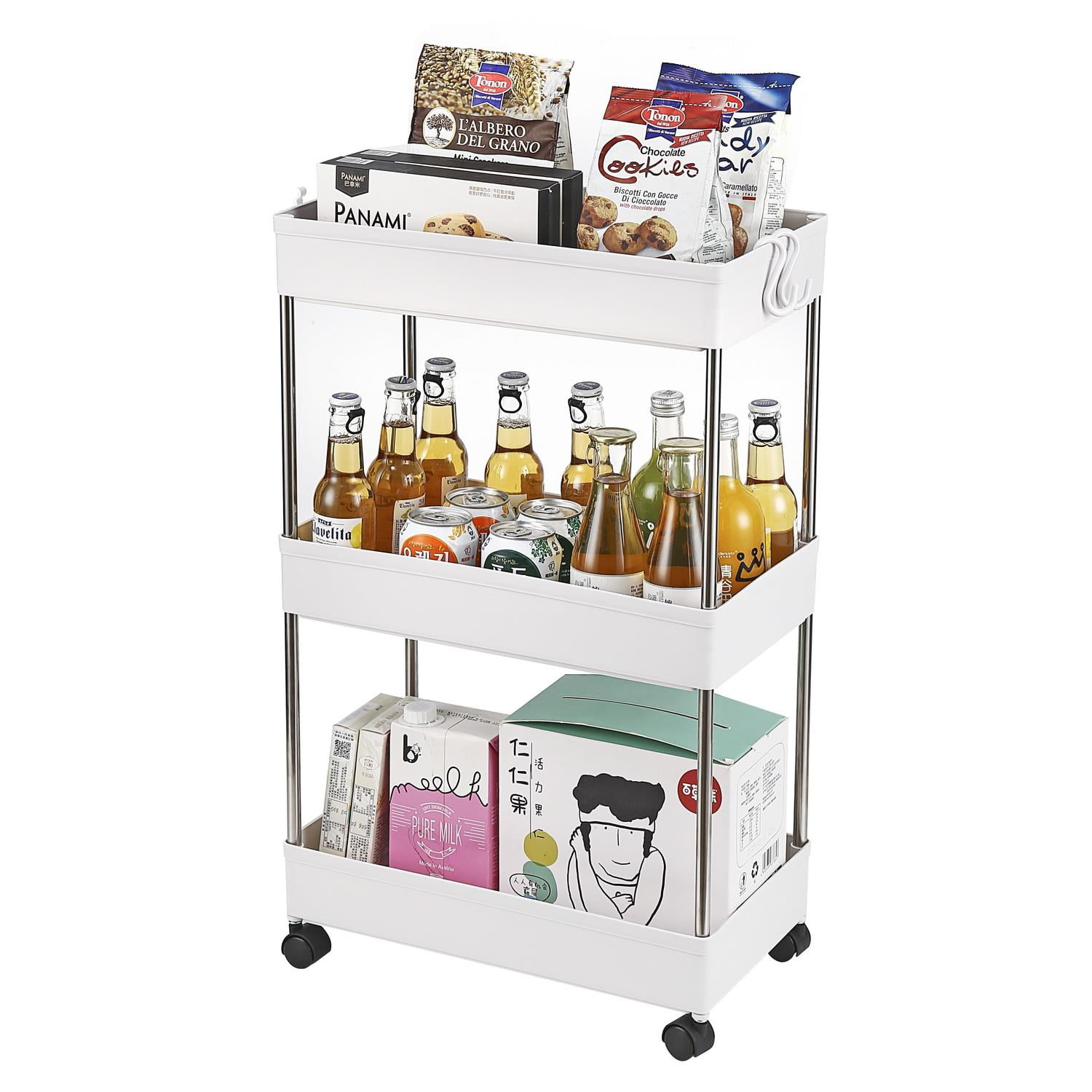 Zimtown 3-Tier Rolling Metal Storage Organizer - Mobile Utility Cart ...