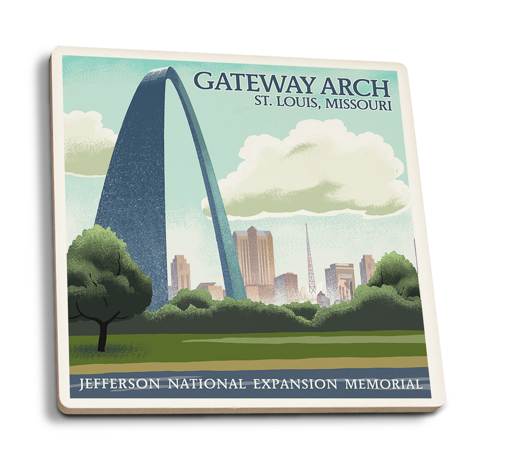 Lantern Press Ceramic Coaster Set, St. Louis, Missouri, Gateway Arch ...
