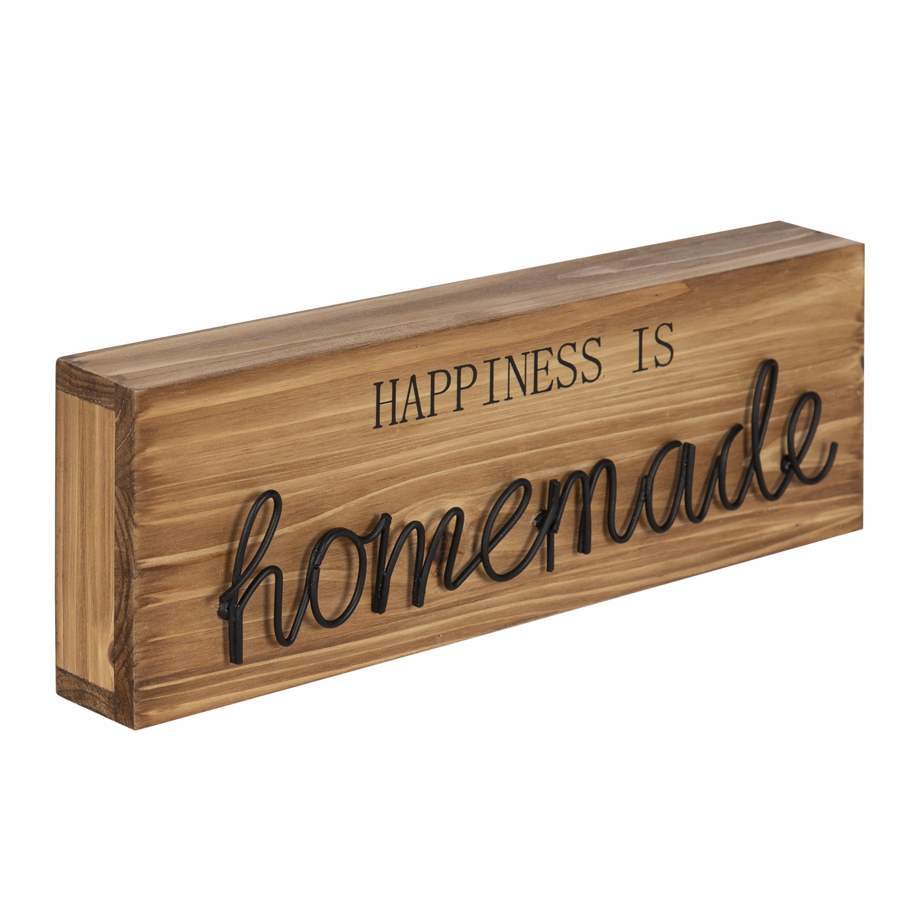 Better Homes & Gardens Happiness Is Homemade 12" x 4" Brown Wood Plaque ...