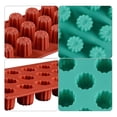 Set of 2 Round Cylinder Silicone Mould, 18 Cavity Non-Stick Canelé ...