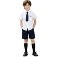 Boys School Uniform White Shirt Shorts Set 5 Piece Polyester Kids ...