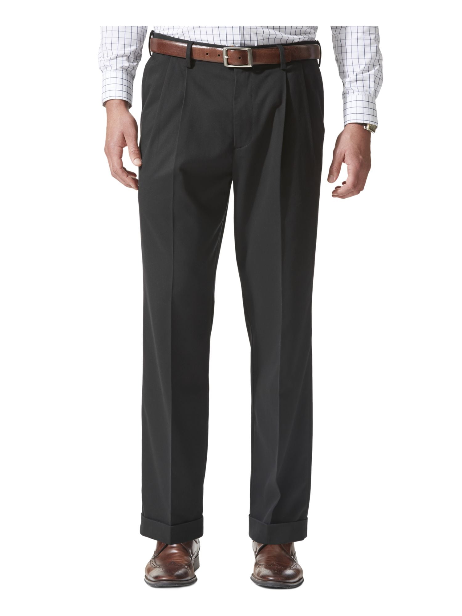 DOCKERS Mens Black Pleated, Classic Fit Pants W38 \ L34 - Walmart.com