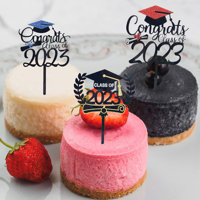 kiskick Graduation Cake Topper Congrats 2023 Diploma with Glittering ...