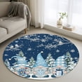4ft Round Rug Navy Blue Gnomes Christmas Area Rugs for Living Room ...