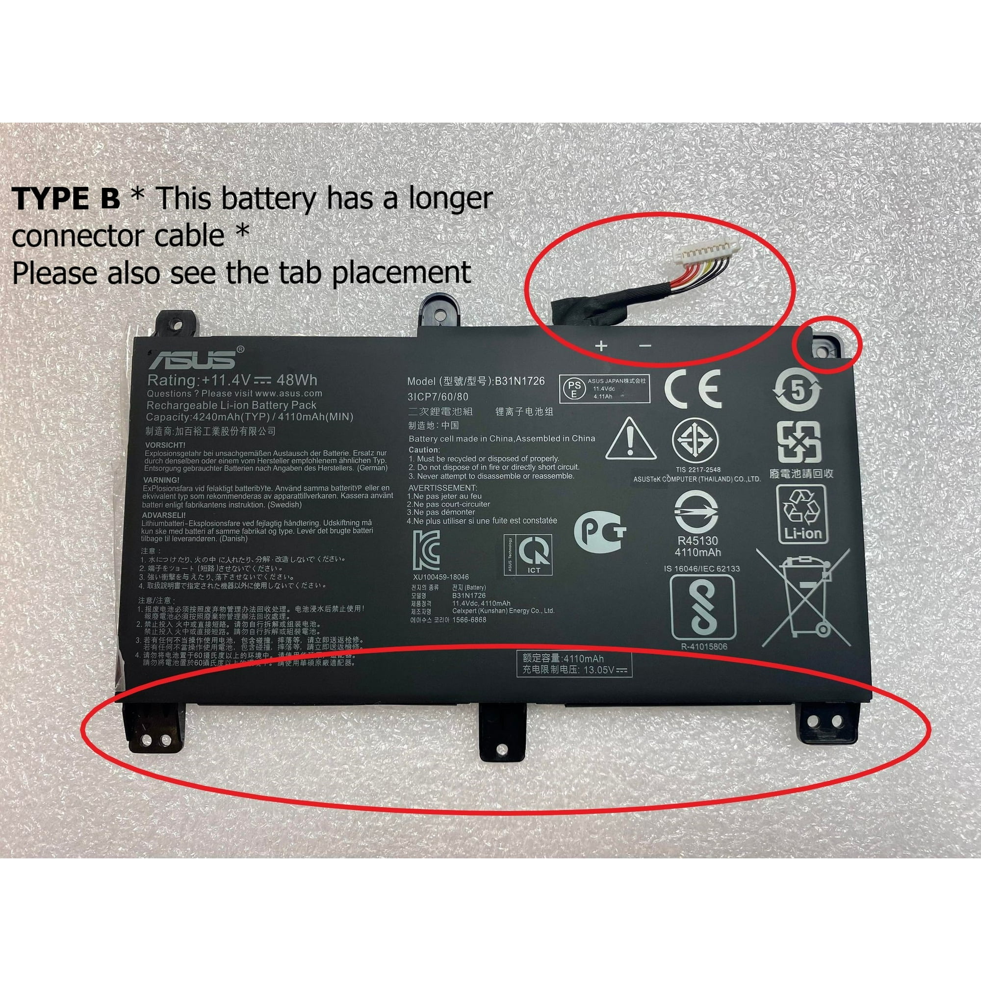Click here for New Genuine Asus B31n1726 Battery 48wh prices