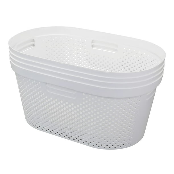 Idomy 4-Pack 40 L Large Plastic Laundry Hamper with Cutout Handles ...