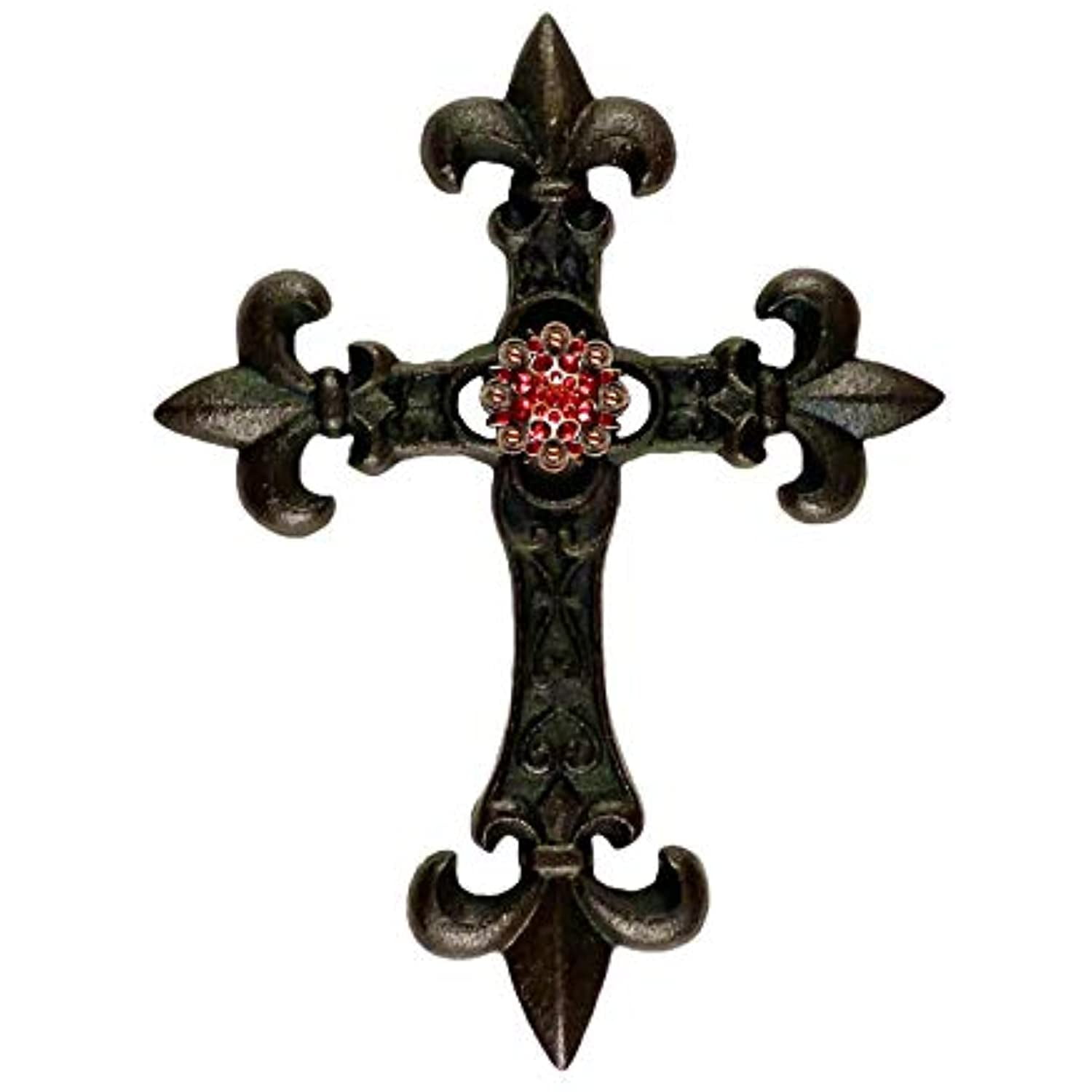 Urbalabs Western Cast Iron Wall Hanging Rustic Red Bling Concho Cross ...