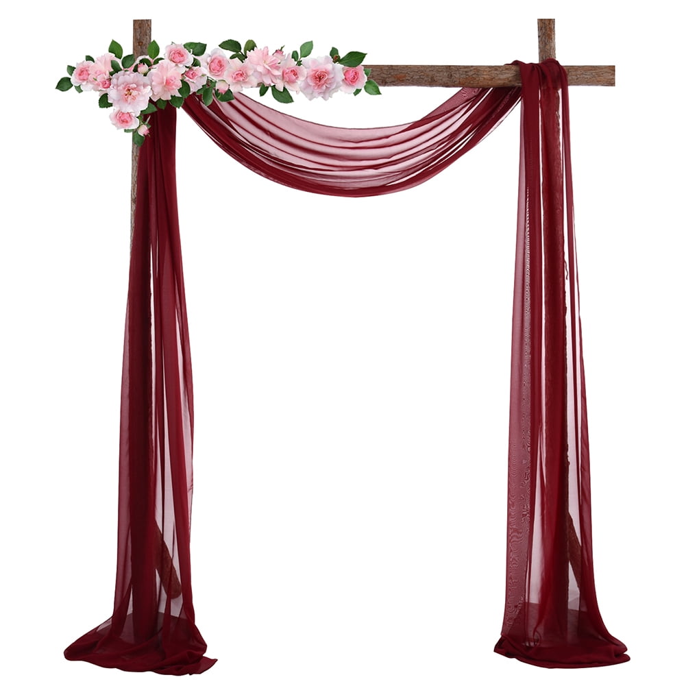 Adeeing Wedding Arch Drapes 2 Panels 6 Yards Burgundy Chiffon Fabric ...