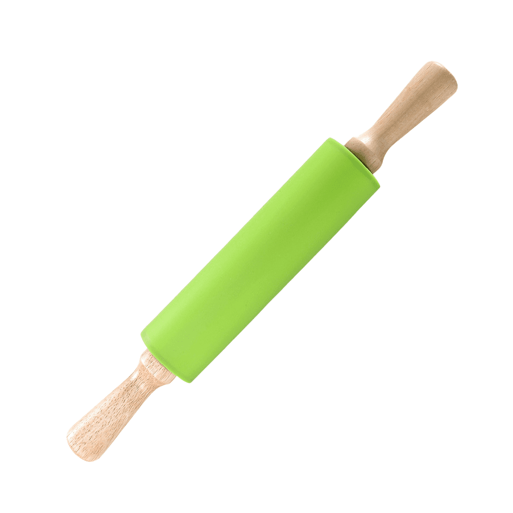 Silicone Rolling Pin for Baking - Nonstick Surface Wooden Handle- Dough ...