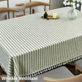 Extra Long 120 Inch Cotton Tablecloths Olive Green Stripe Table Cloth ...