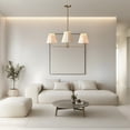 Classic Brass Chandelier with White Linen Shade, 36 Inch Chandelier ...