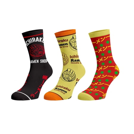 Naruto Ichiraku Ramen Themed 3 Pack Crew Socks | Walmart Canada